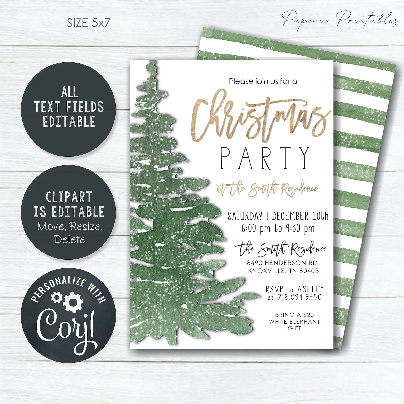 EDITABLE Christmas Party Invitation Holiday Party Invitation - Etsy