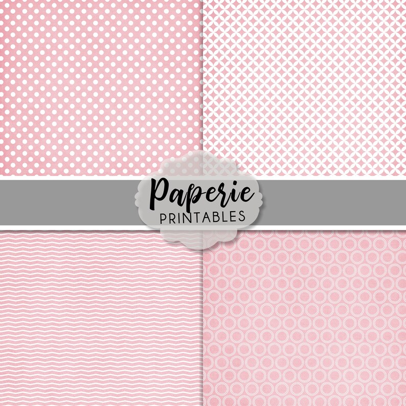 Pink & White Pattern Digital Paper, 8.5x11 Digital Scrapbooking Paper ...