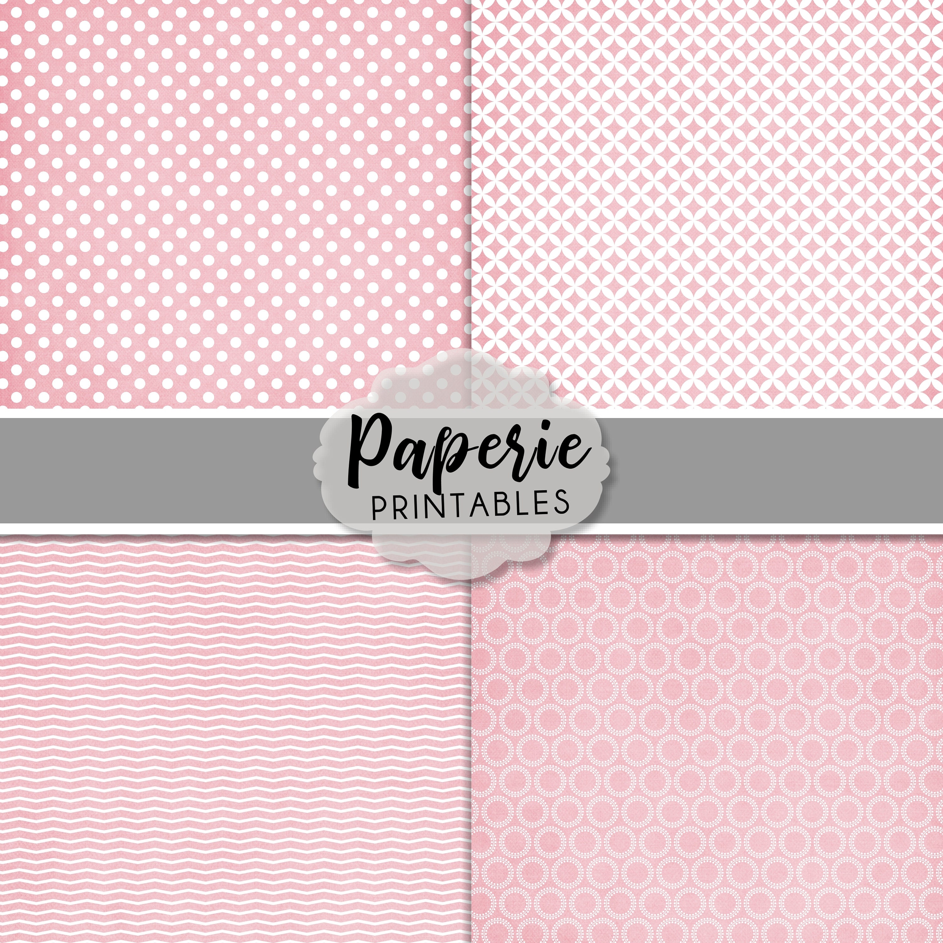 Pink & White Pattern Digital Paper, 8.5x11 Digital Scrapbooking Paper ...