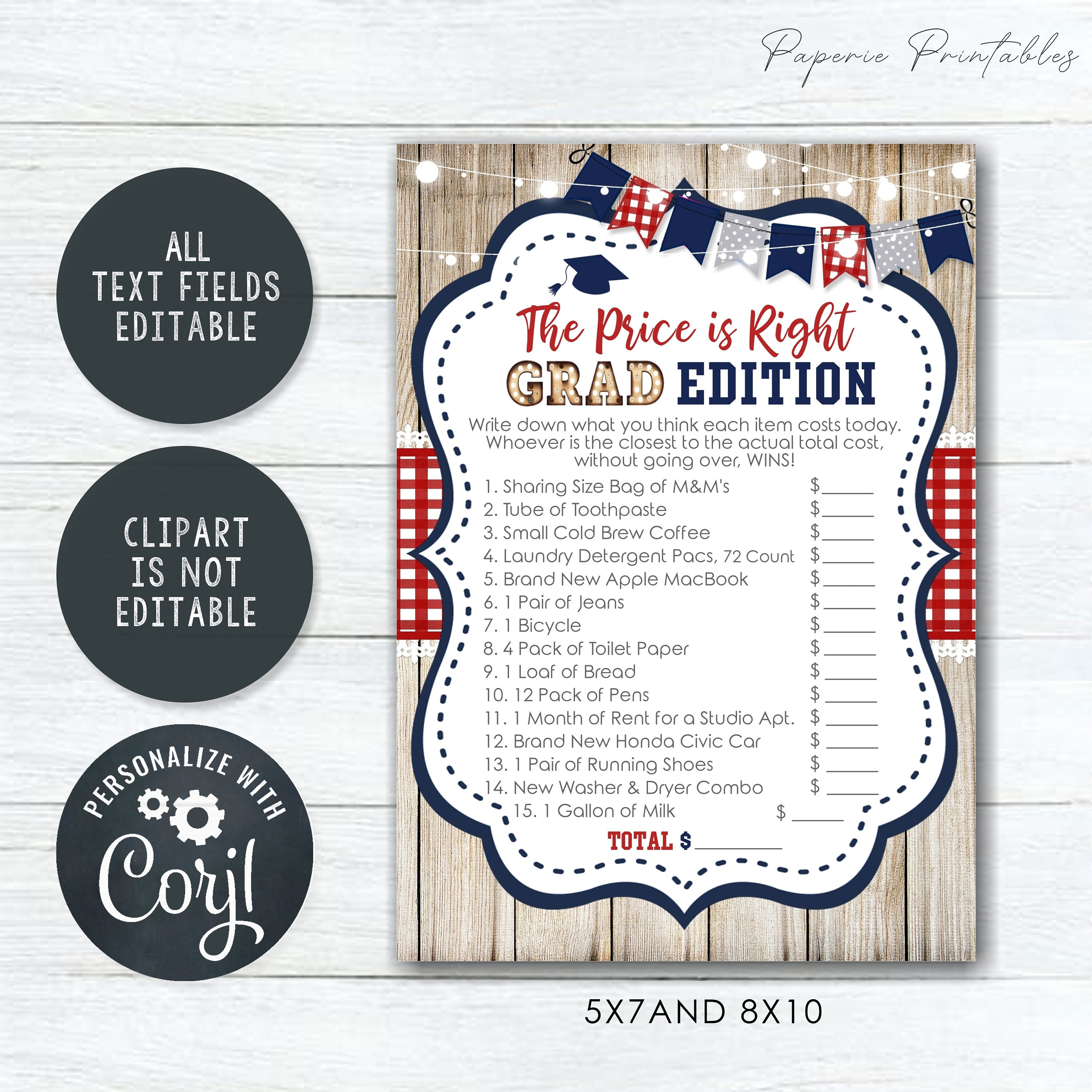 Editable Graduation Party Games Price is Right Graduation | Etsy