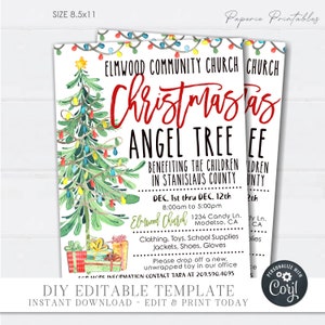 Editable Christmas Angel Tree Flyer & Tags (DIY Corjl Template) #CF52 ...