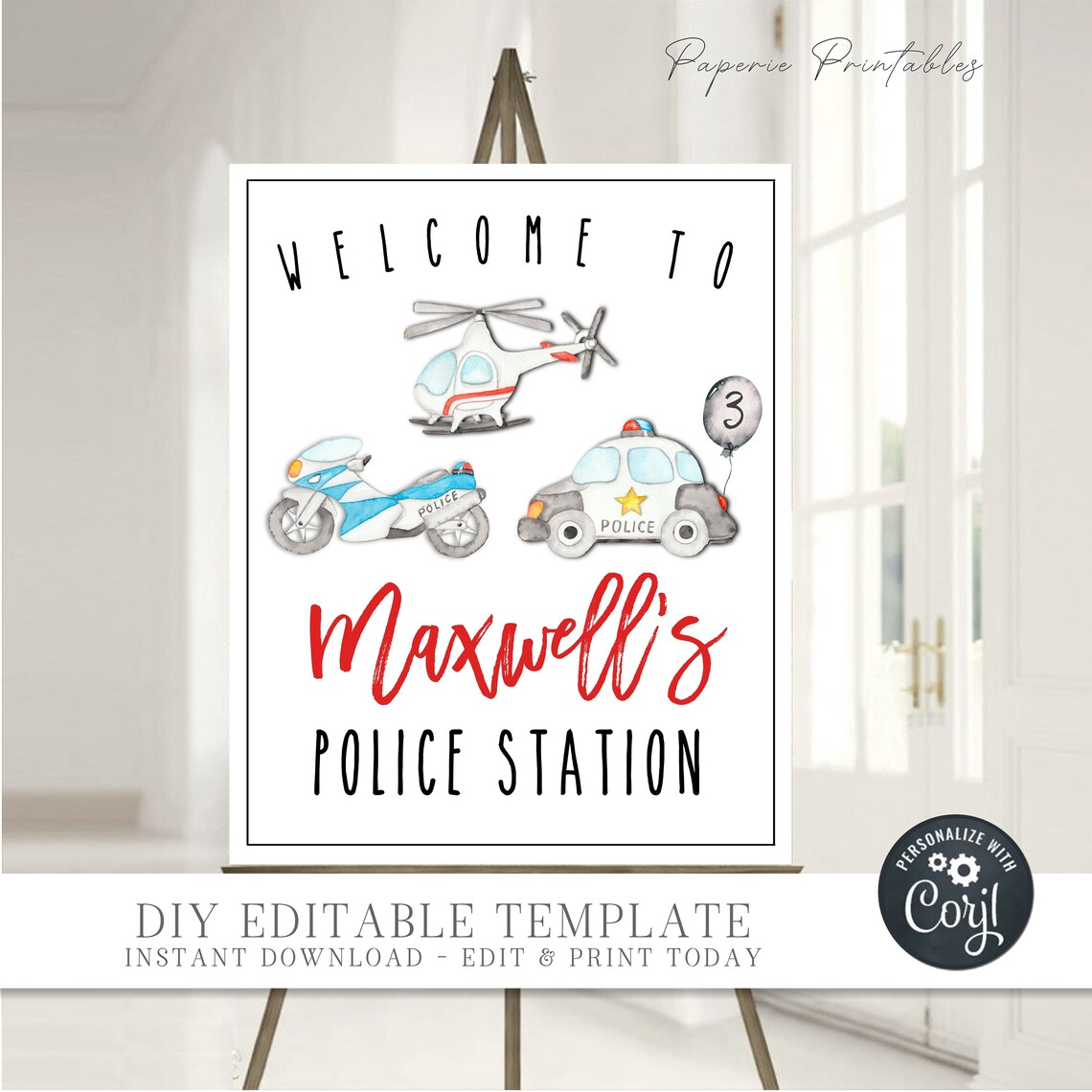 Editable Police Birthday Party Welcome Sign Police Birthday - Etsy
