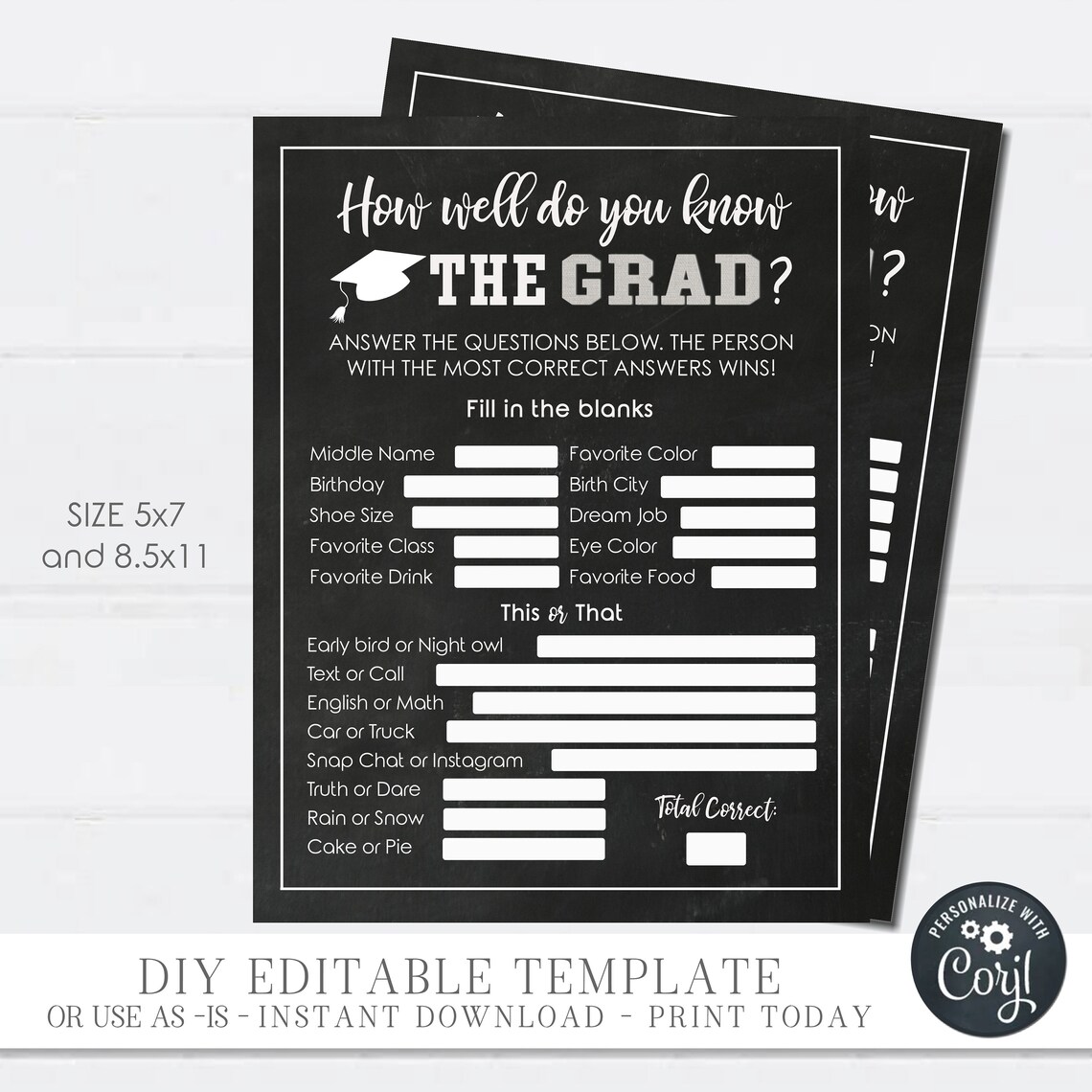 Editable How Well Do You Know the Graduate Graduation Games | Etsy
