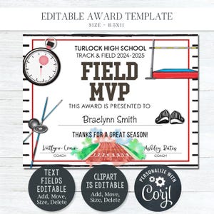 Editable Track and Field Award Certificates: DIY Printable (corjl) - Etsy