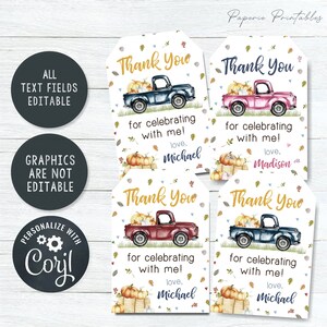 EDITABLE Fall Birthday Party Favor Tags Pumpkin Birthday Party Thank ...