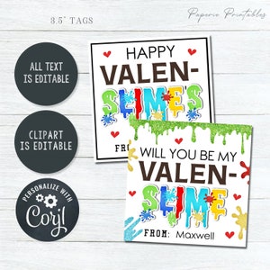 EDITABLE Slime Valentine Cards, Valen-slime Cards, School Valentine ...