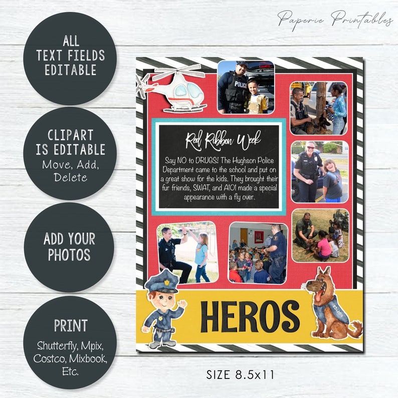 EDITABLE Police Scrapbooking Album Pages Scrapbooking Quick - Etsy