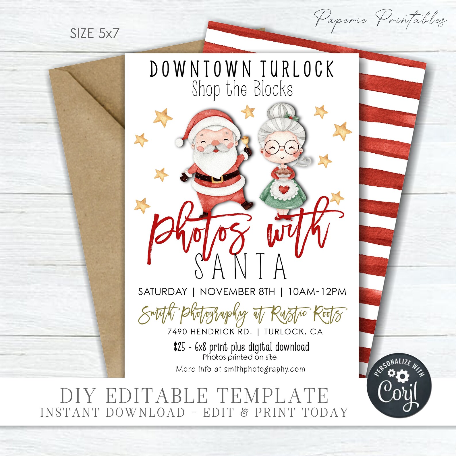 EDITABLE Photos With Santa Invitation Photos With Santa - Etsy