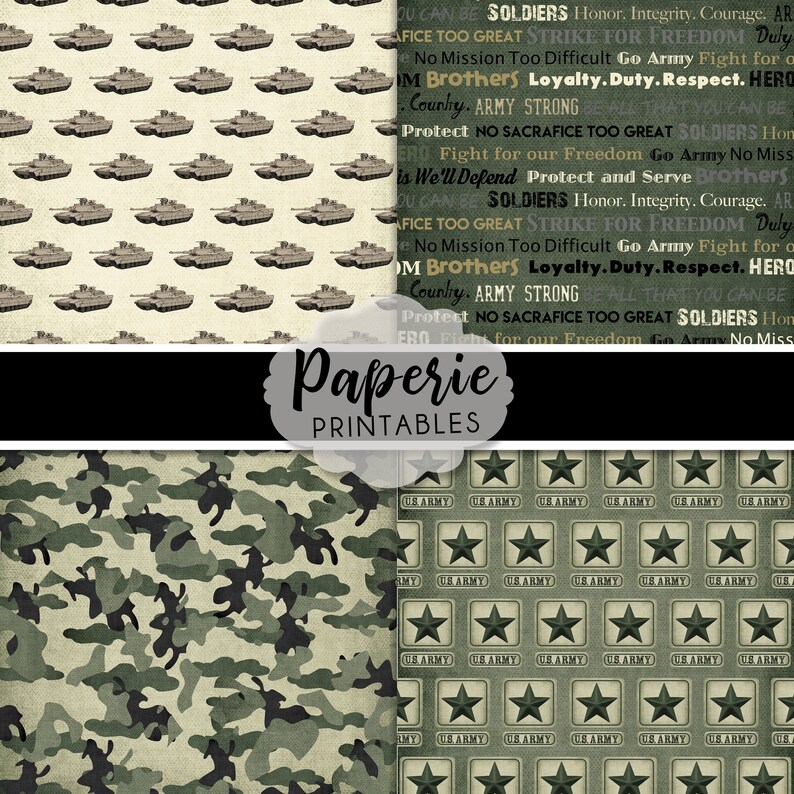 Army Camouflage Digital Paper Pack: Scrapbooking Clipart (digital ...