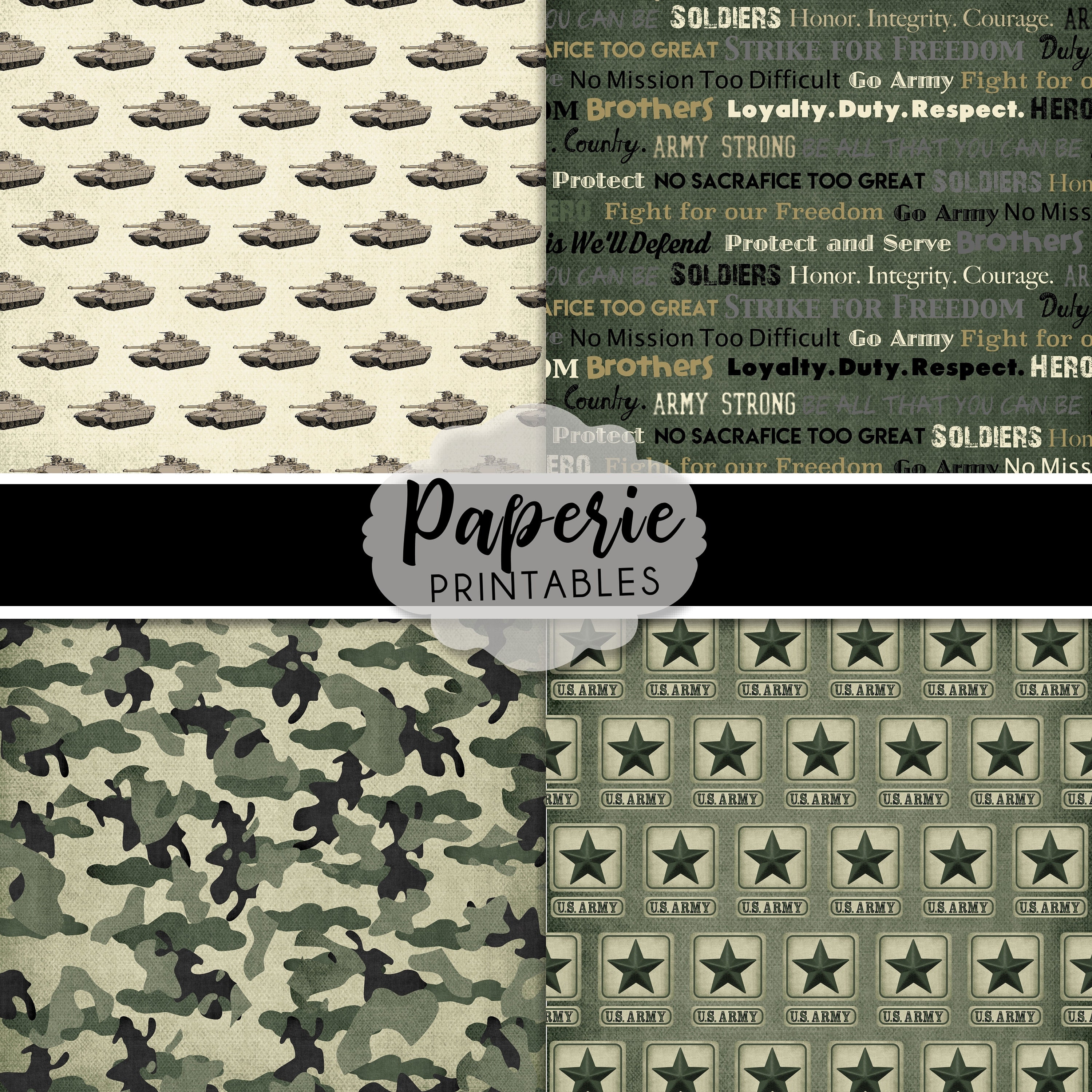Army Camouflage Digital Paper Pack: Scrapbooking Clipart (digital ...