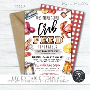 Crab Feed Fundraiser Flyer & Tickets: Editable DIY Printable (corjl) # ...