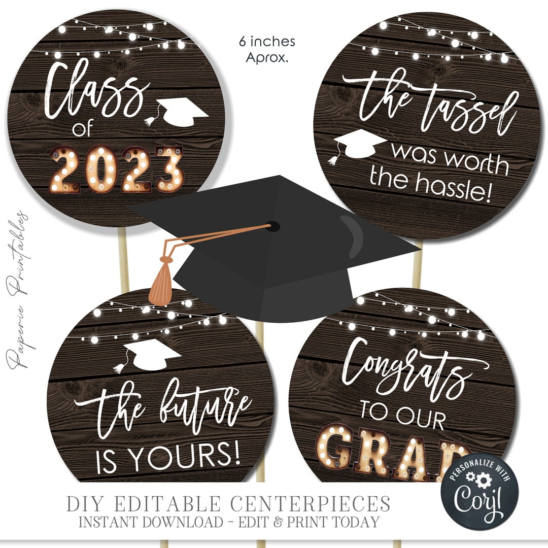 EDITABLE Graduation Decorations 2024, Class of 2024 Centerpiece ...