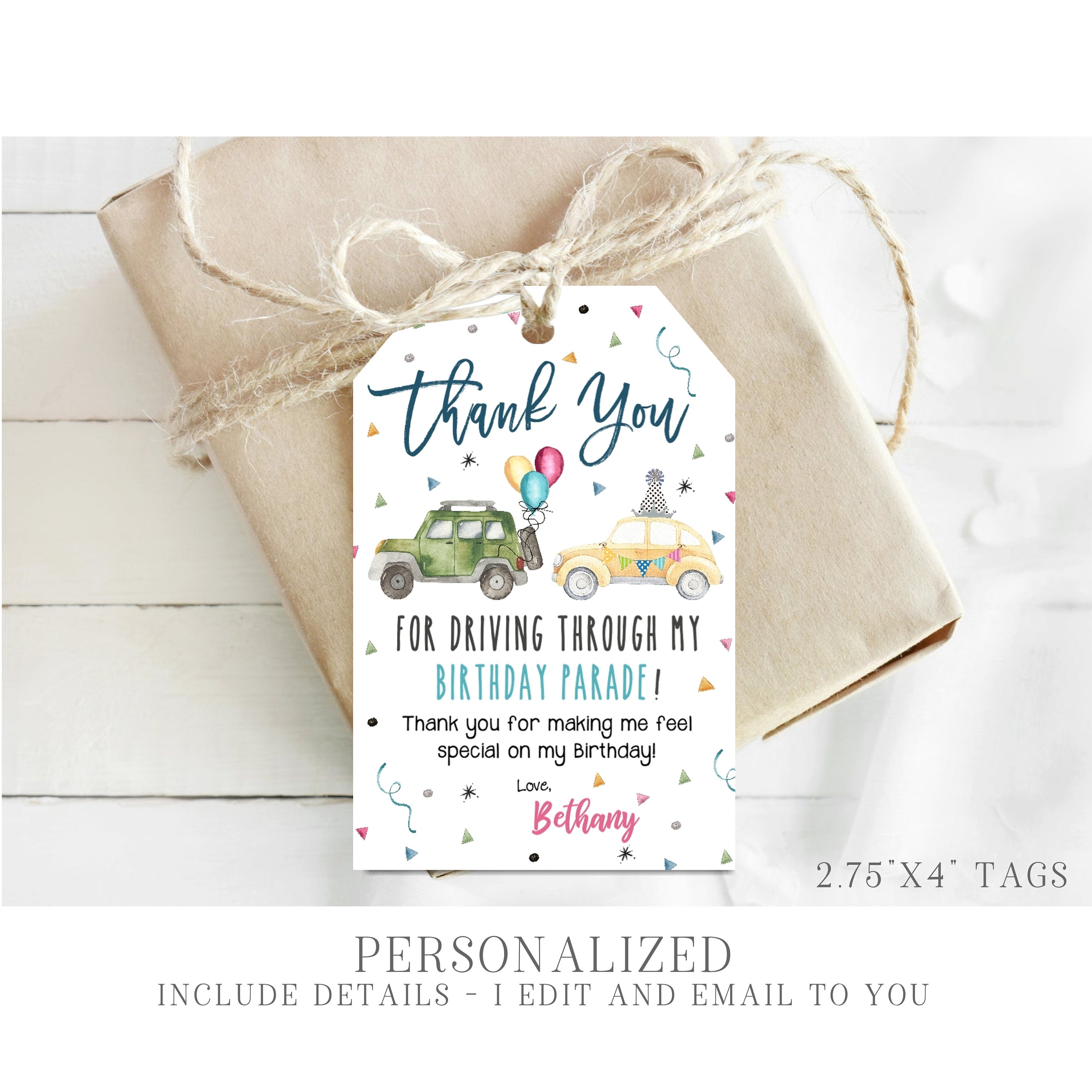 Drive by Birthday Party Favor Tags Drive by Parade Party | Etsy