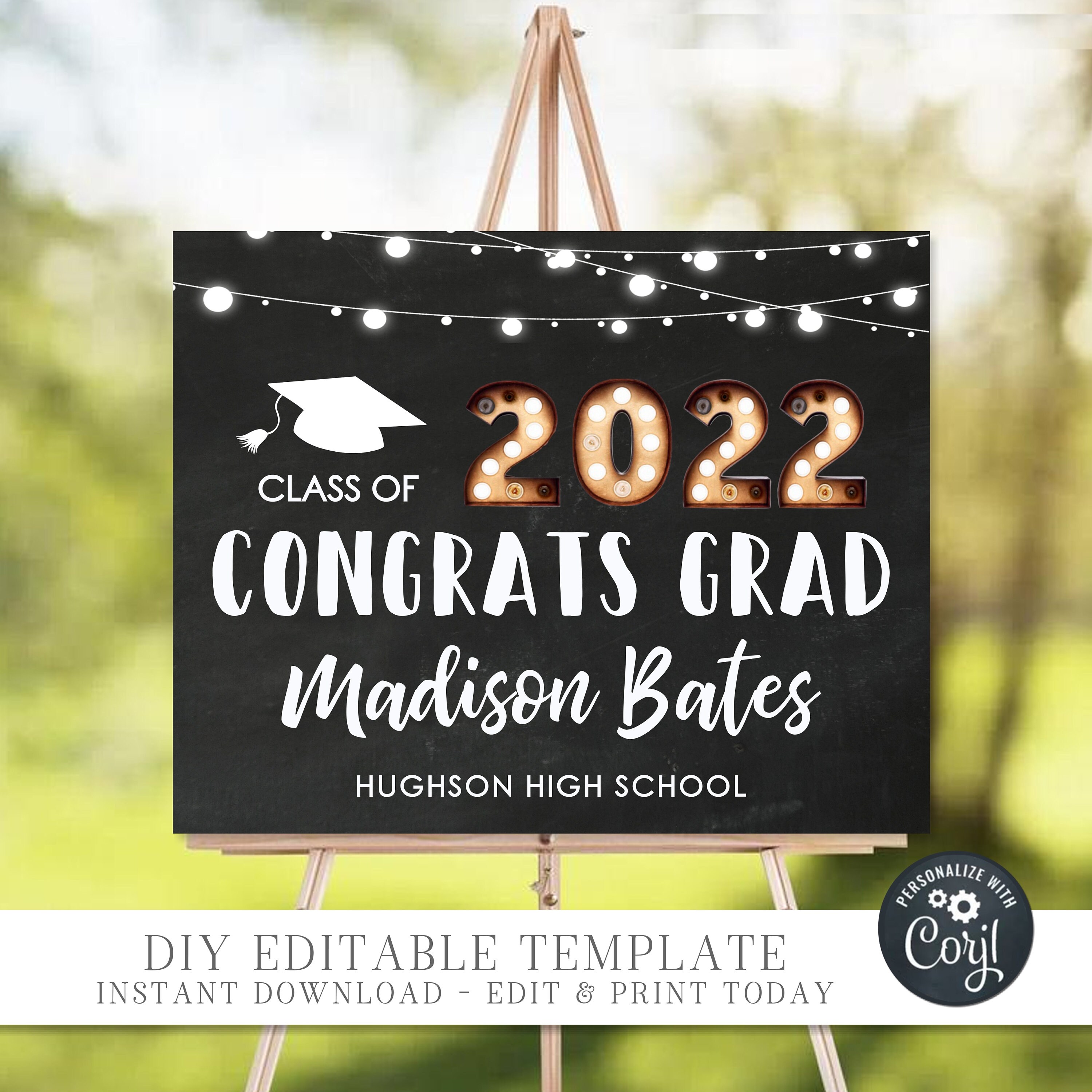 EDITABLE Graduation Yard Sign Class of 2022 Graduation Sign | Etsy