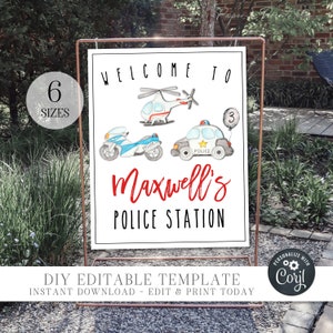 Editable Police Birthday Party Welcome Sign Police Birthday - Etsy