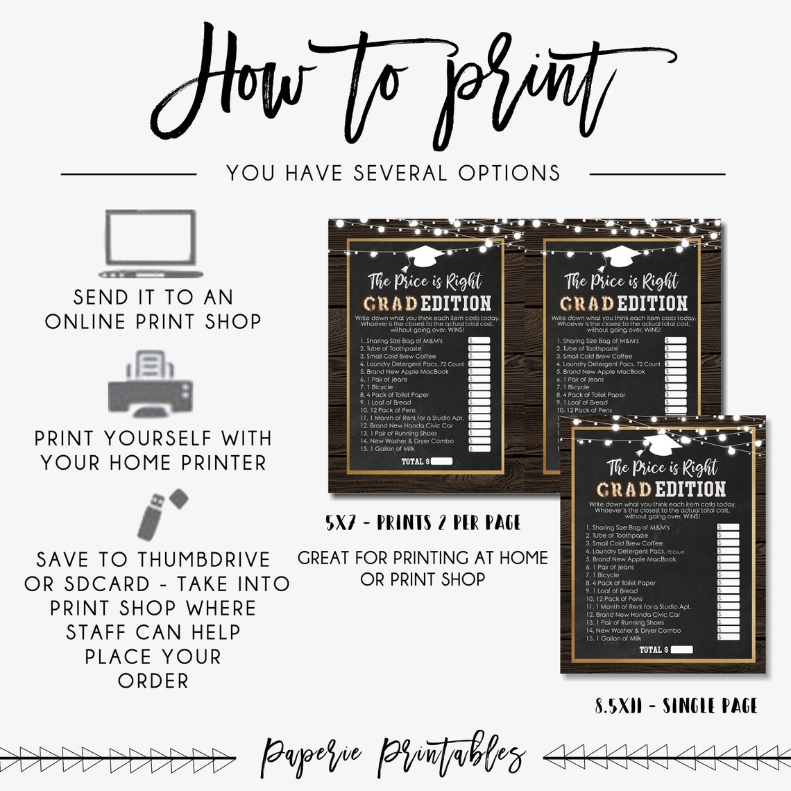 Editable Graduation Party Games Price is Right Graduation - Etsy