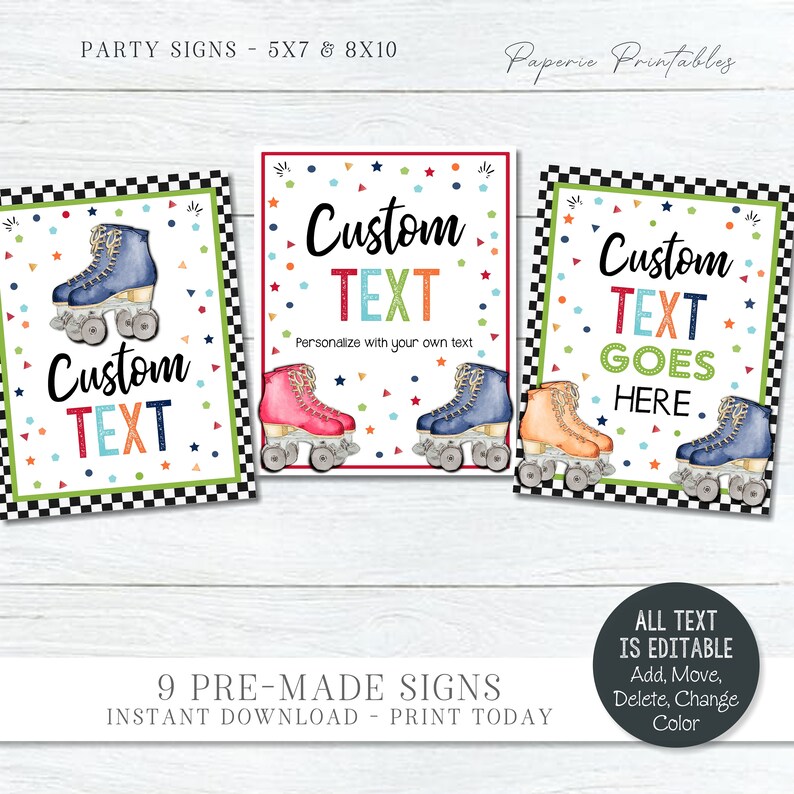 Editable Roller Skating Party Signs Skating Party Signs - Etsy