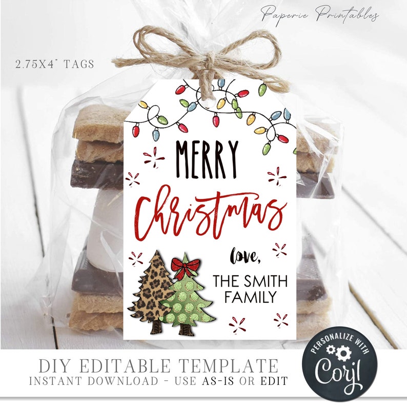 Editable Merry Christmas Tag Merry Christmas Gift Tag - Etsy
