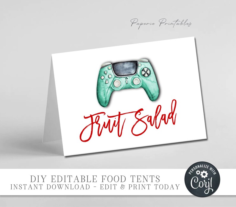 EDITABLE Video Game Party Food Label Tent Cards Video Game - Etsy