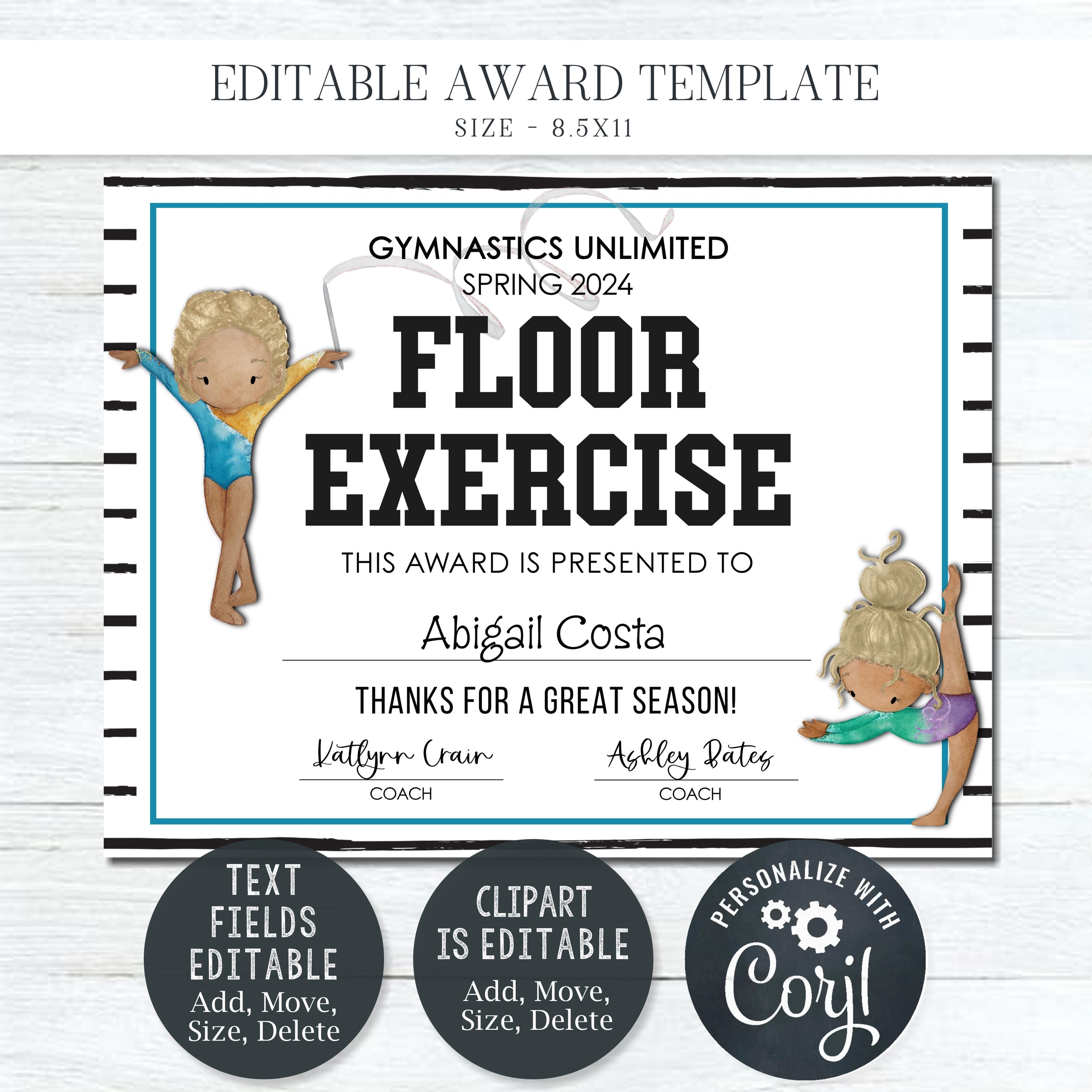 Editable Gymnastics Award Certificates: End of Season Awards (DIY W ...