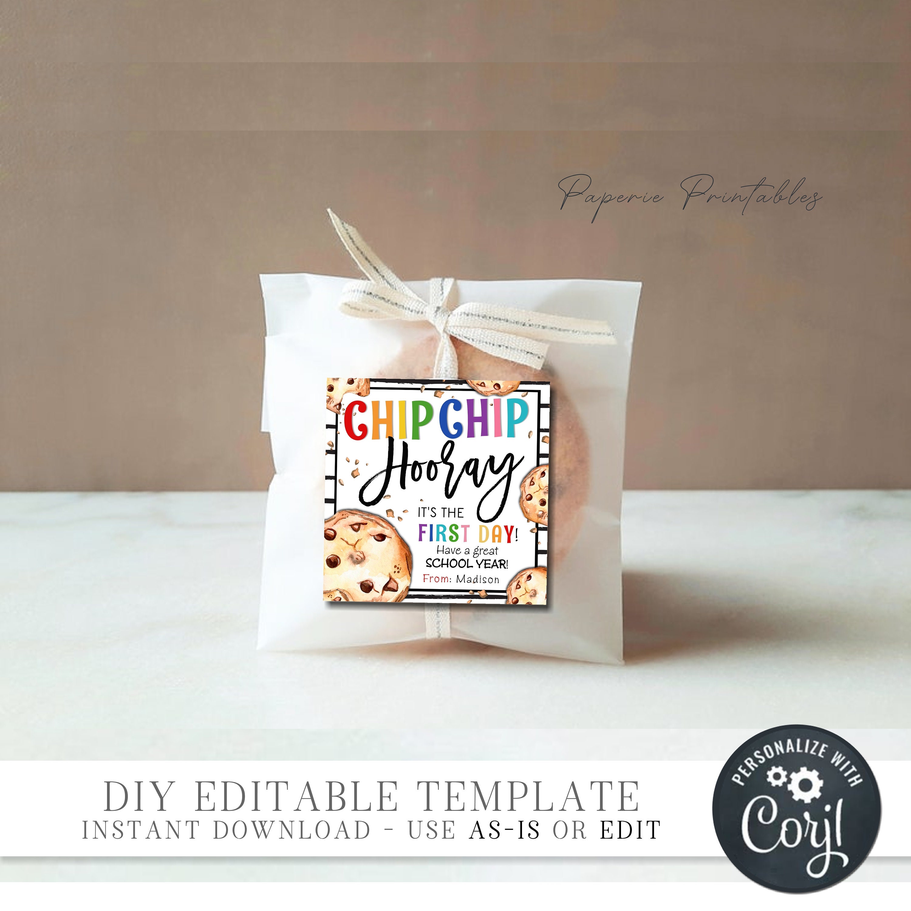 EDITABLE Cookie Teacher Gift Tag, Thank You First Day of School Teacher ...