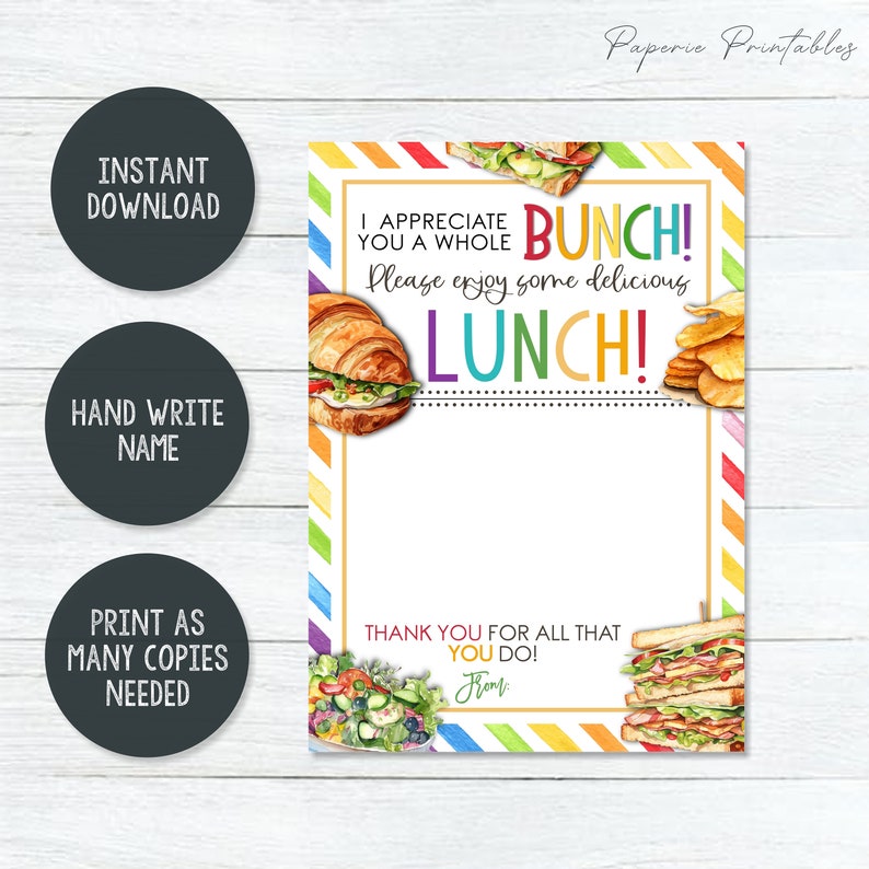 Teacher Appreciation Lunch Gift Card Holder: Editable DIY Printable ...