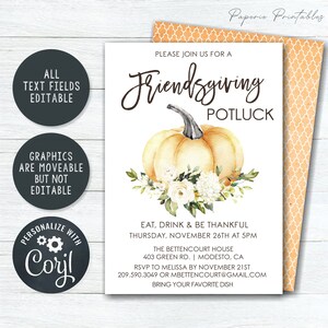 EDITABLE Thanksgiving Feast Invitation Thanksgiving Dinner Template ...