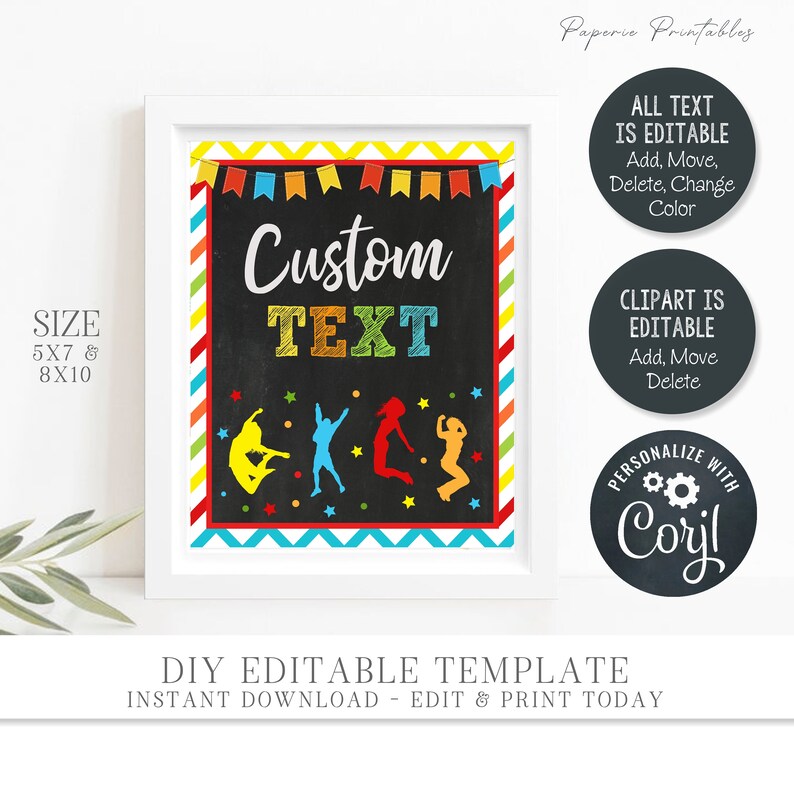 Editable Let's Jump Party Signs Let's JUMP Birthday - Etsy