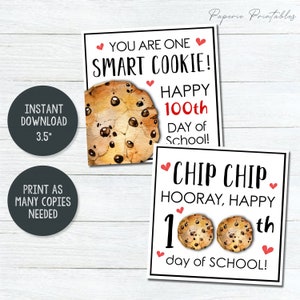 100 Days of School Tag, Happy 100th Day of School Tag, One Smart Cookie ...
