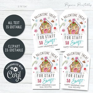 Editable Valentine's Day Gift Tag, A Valentine Treat for Staff so Sweet ...