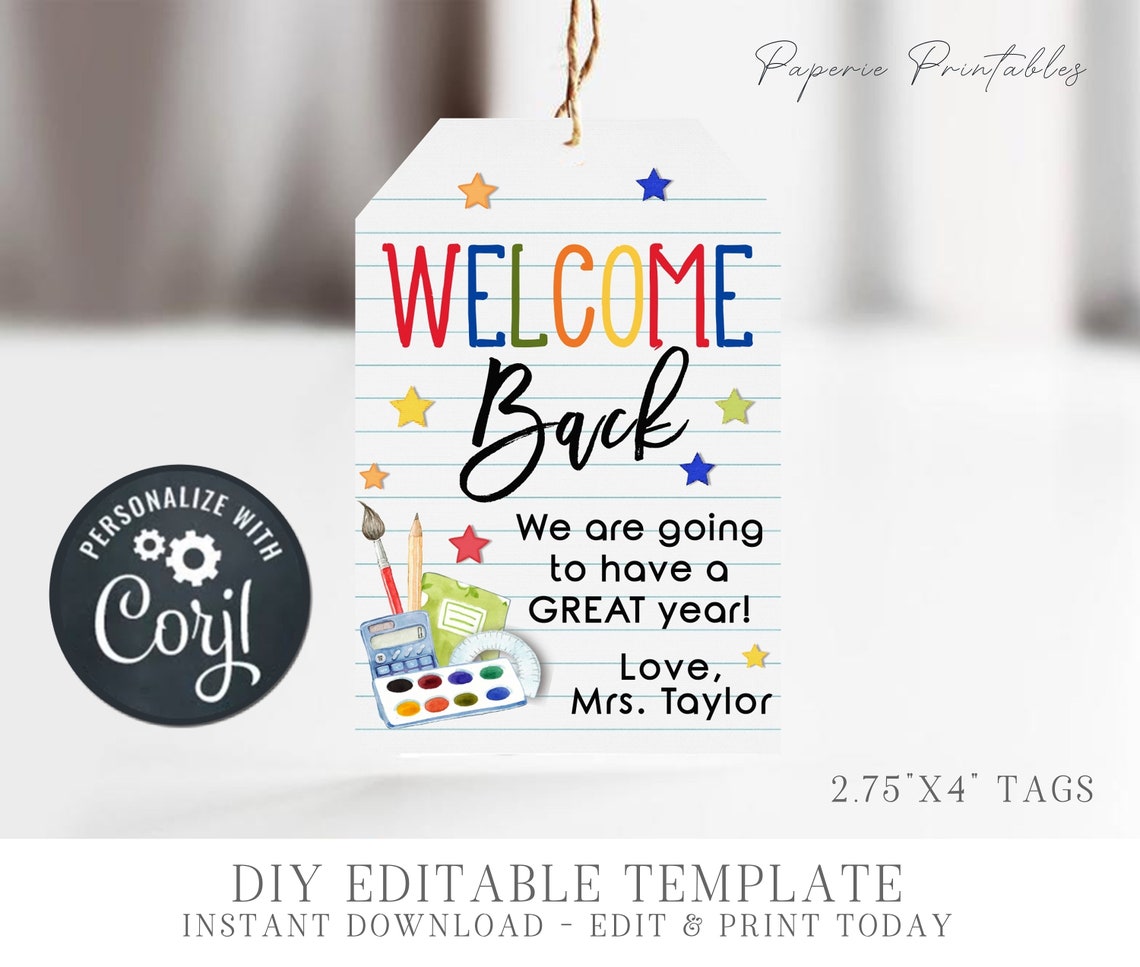 EDITABLE First Day of School Printable Tag Back to School | Etsy