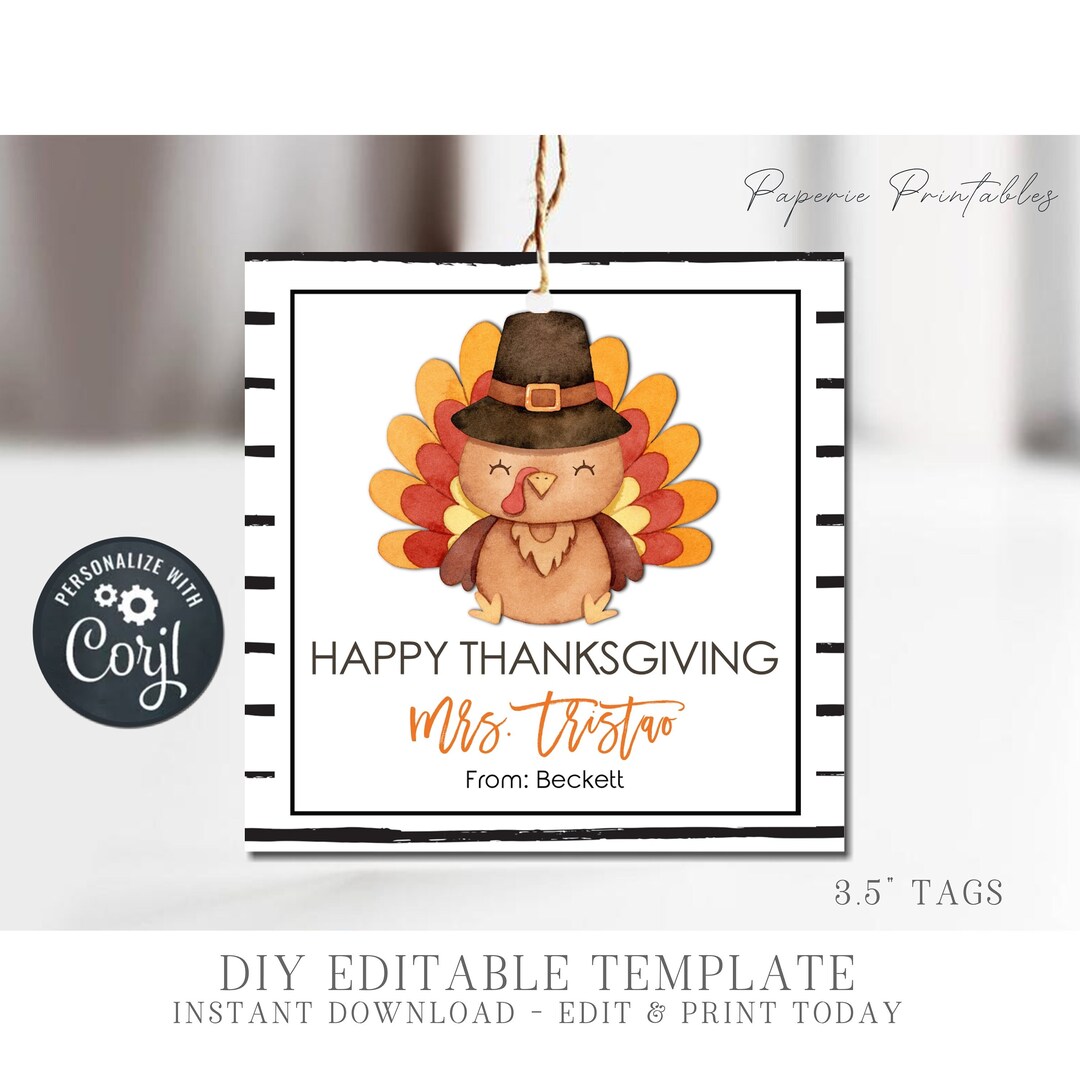 Editable Thanksgiving Gift Tags: DIY Printable (digital Download) - Etsy