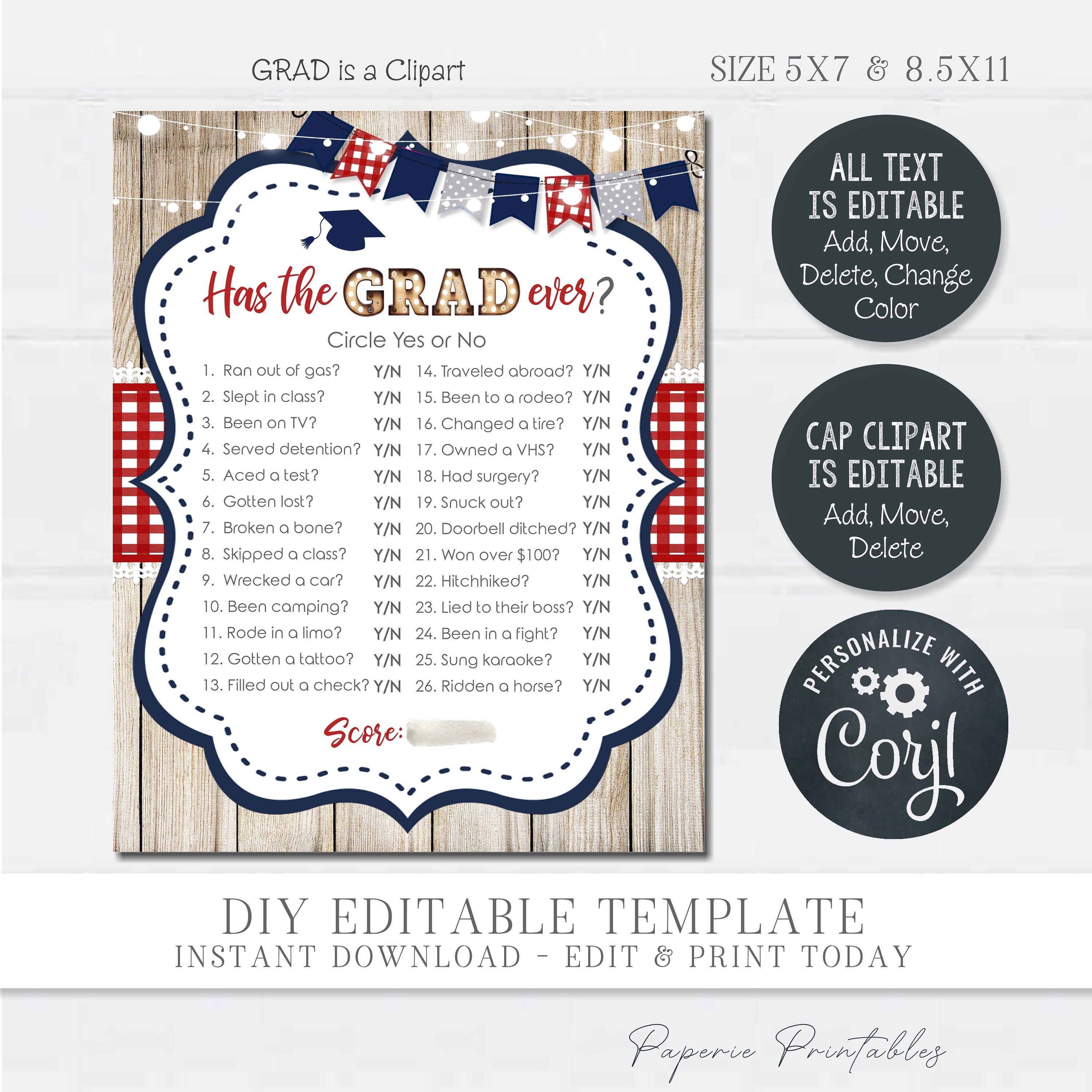 Editable Has the Grad Ever Graduation Party Game Graduation | Etsy