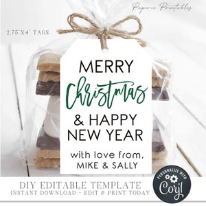Editable Merry Christmas Gift Tags, Holiday Gift Tags, Printable Merry ...