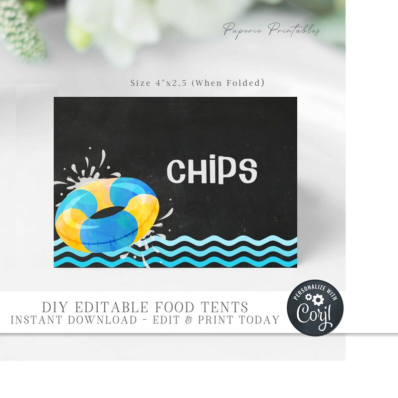 EDITABLE Pool Party Birthday Party Food Tent Labels DIY Food - Etsy