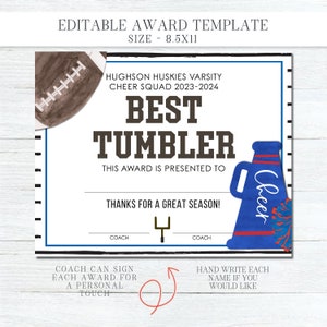 Editable Cheerleading Awards: End of Season Team Certificate (DIY Corjl ...