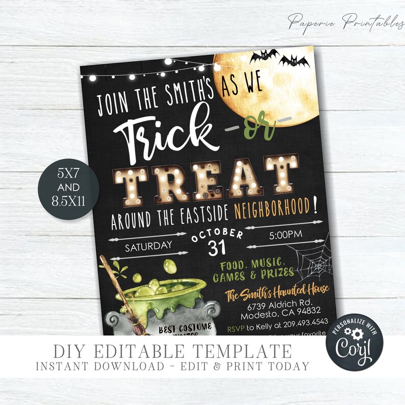 EDITABLE Trick or Treat Template Halloween Trick or Treat | Etsy