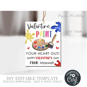 EDITABLE Painting Valentine Cards, Kid Valentine Cards, School ...