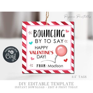 Editable Kids Valentine Cards: Bouncing Ball Design (DIY Corjl) - Etsy