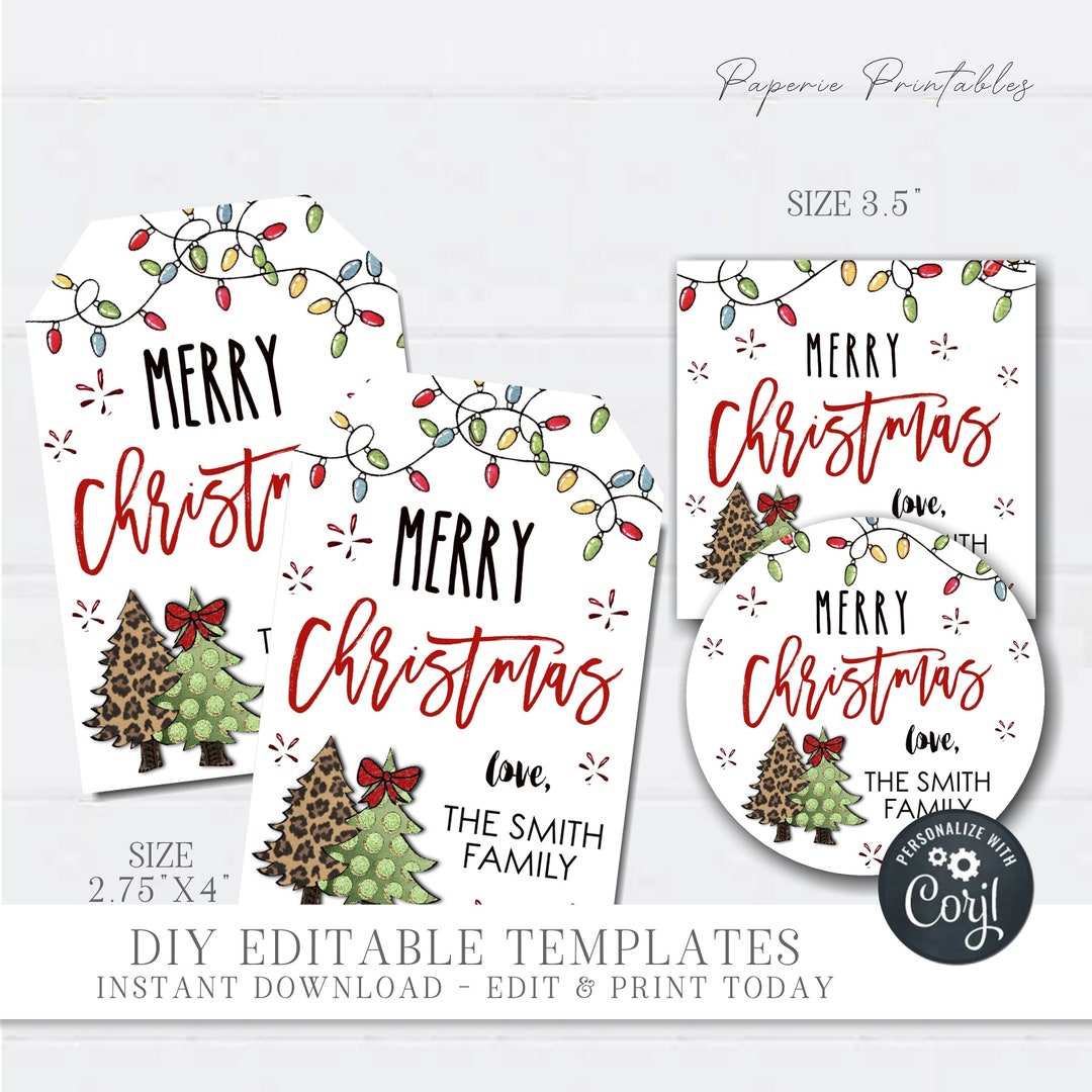 Editable Merry Christmas Tag, Merry Christmas Gift Tag, Christmas Gift ...
