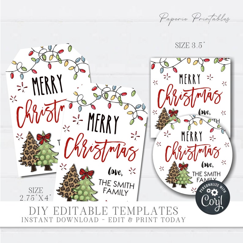Editable Merry Christmas Tag Merry Christmas Gift Tag - Etsy