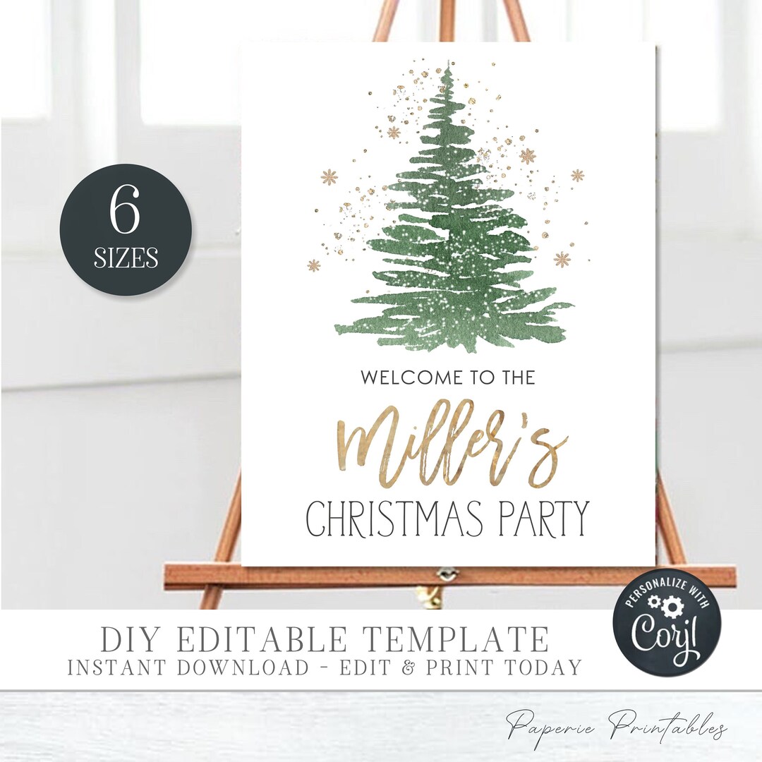 Editable Christmas Welcome Sign, Holiday Welcome Sign, Christmas ...