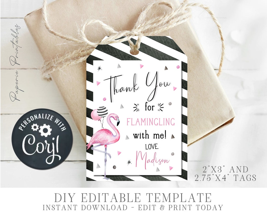 EDITABLE Flamingo Birthday Party Favor Tags - Let's Flamingle Thank You ...
