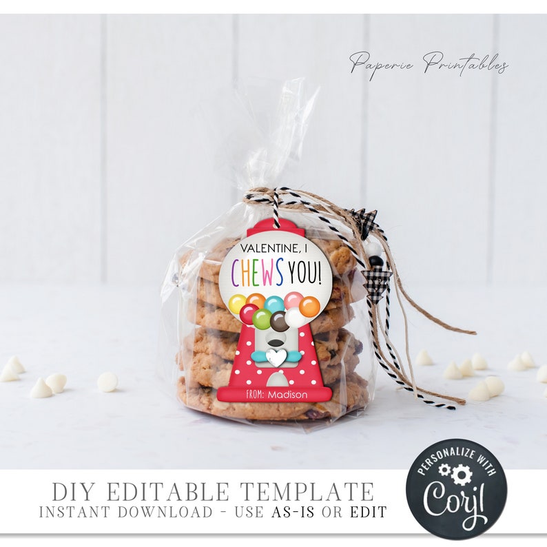 EDITABLE Gumball Machine Valentine Cards Kids Valentine - Etsy