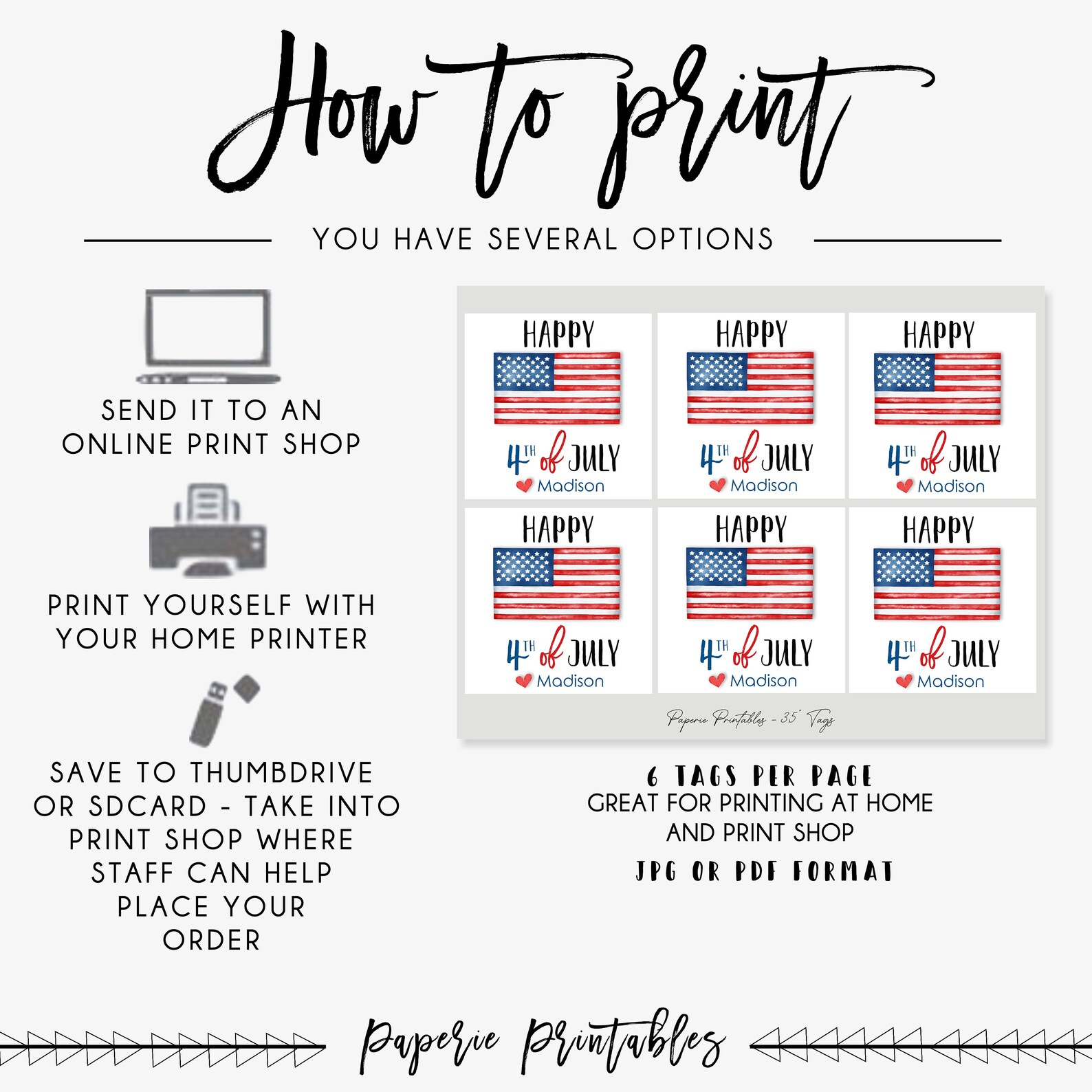 Editable Happy 4th of July Tags American Flag Tag Happy 4th | Etsy