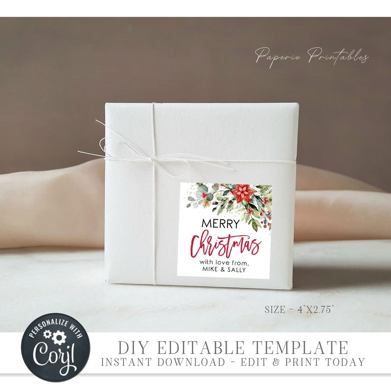 Editable Merry Christmas Tag Merry Christmas Gift Tag - Etsy