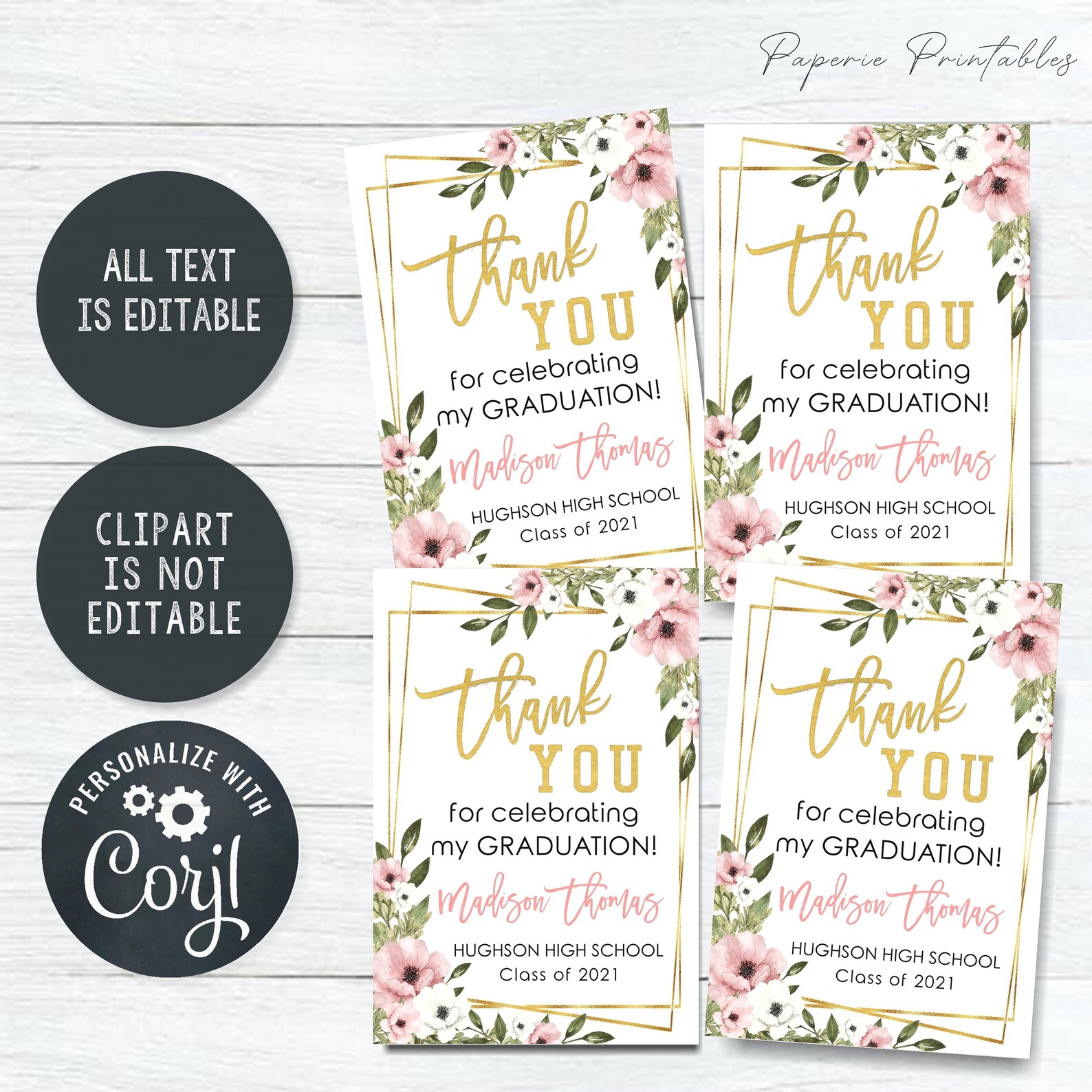 EDITABLE Graduation Party Favor Tags Blush Floral Graduation | Etsy