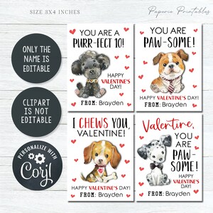 EDITABLE Puppy Valentine Cards, Dog Valentine Cards, School Valentine ...