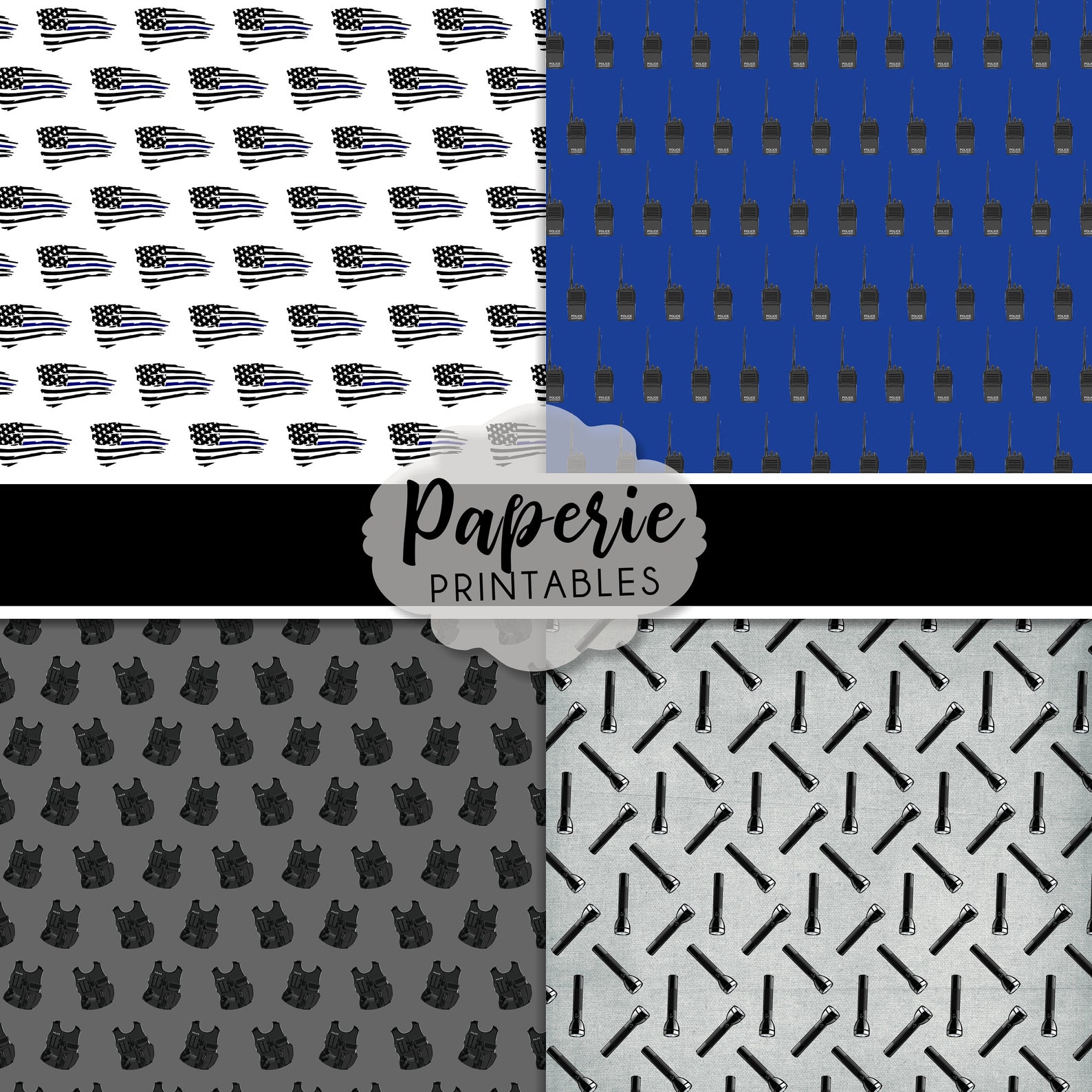 Police Digital Paper 12x12 Digital Scrapbooking Paper 40 - Etsy