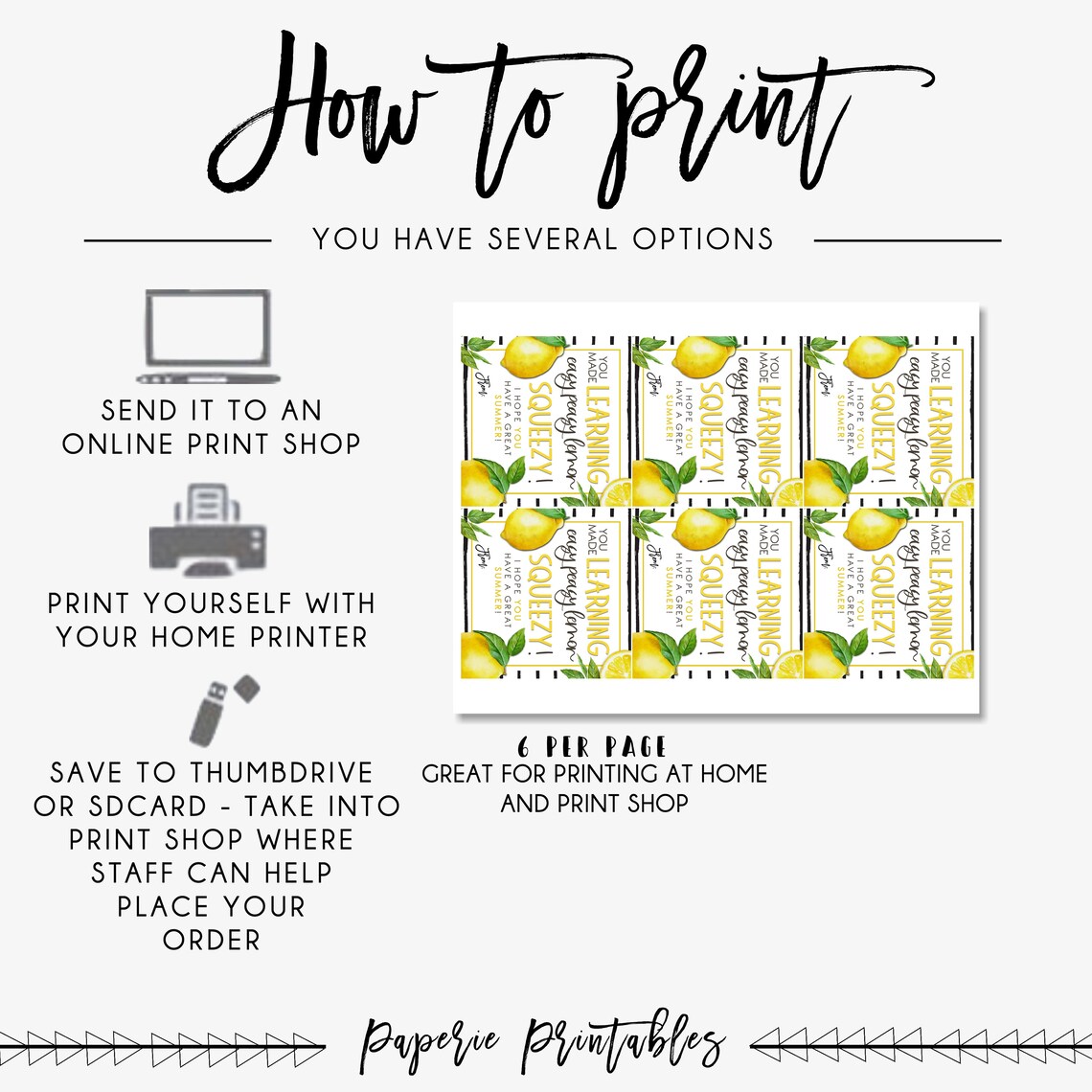 Lemon Teacher Appreciation Gift Tag: Editable Thank You (digital ...